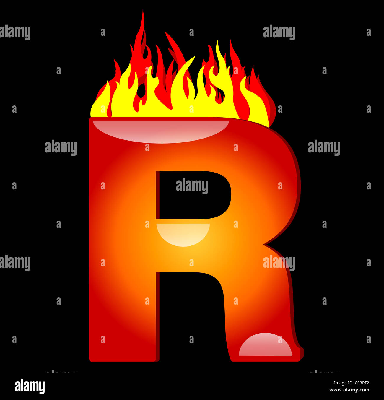 Letter on Fire Stock Photo - Alamy
