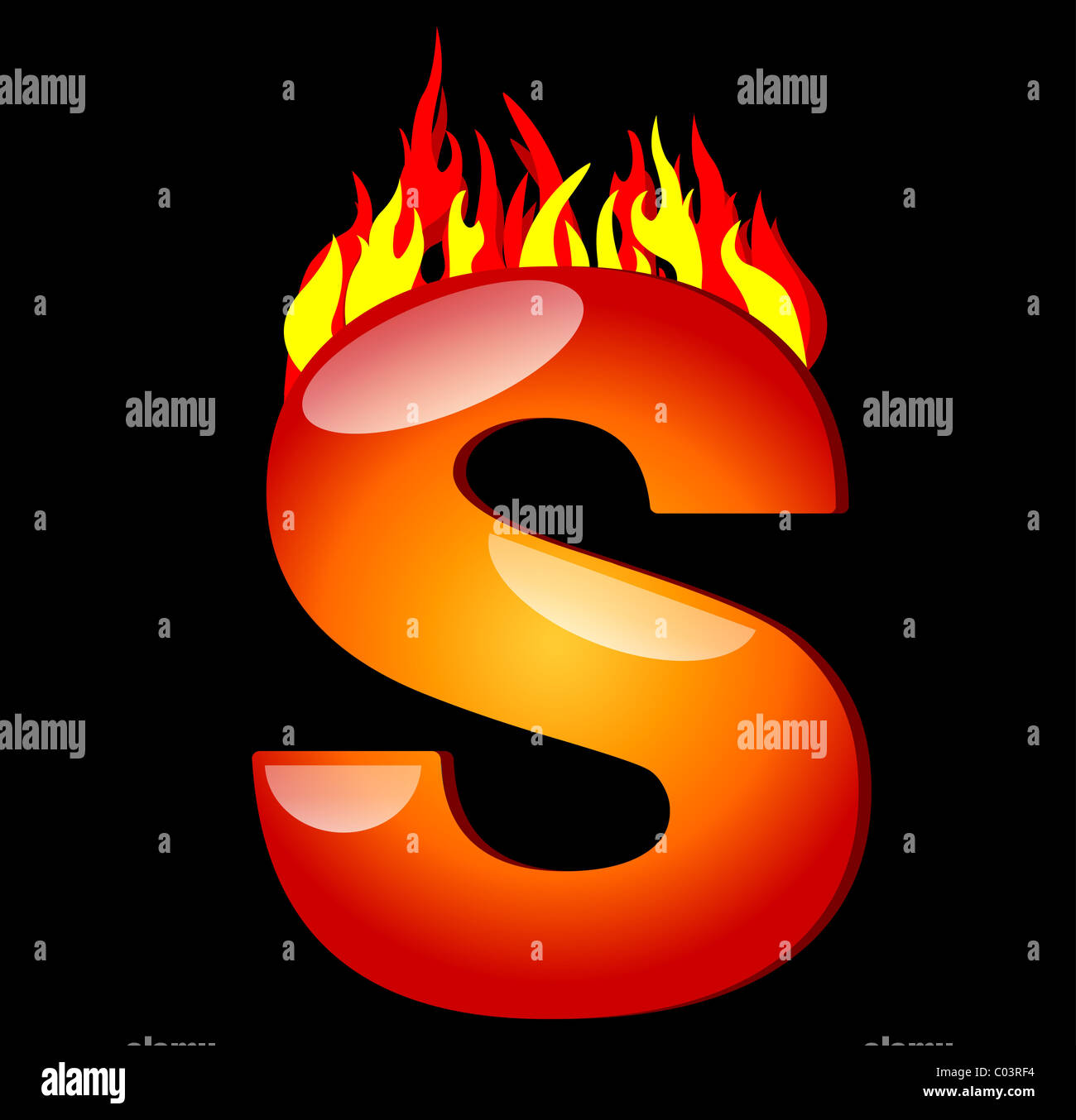 Letter on Fire Stock Photo - Alamy