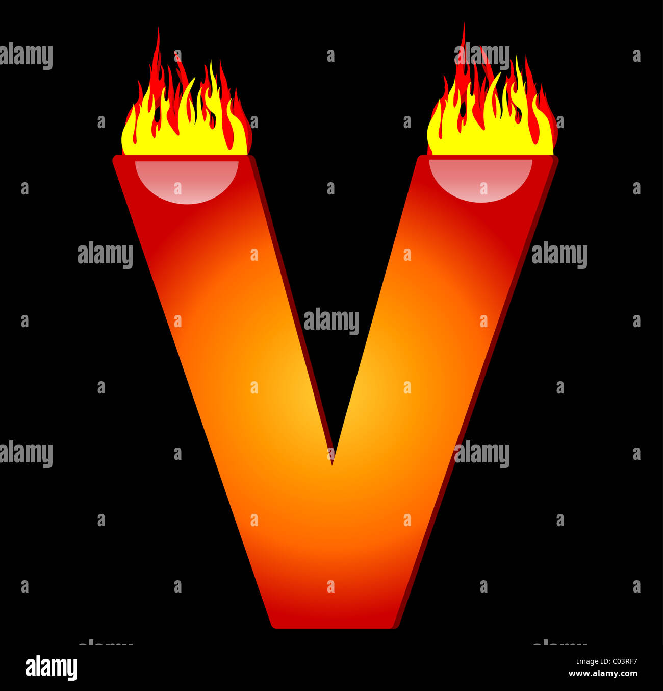 Letter on Fire Stock Photo - Alamy