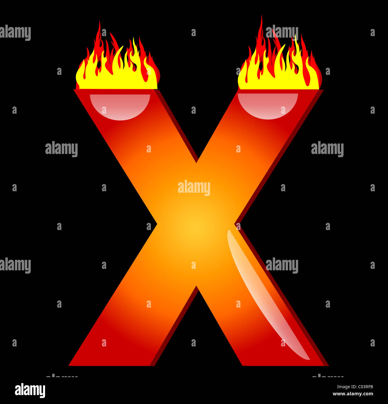 Letter on Fire Stock Photo - Alamy