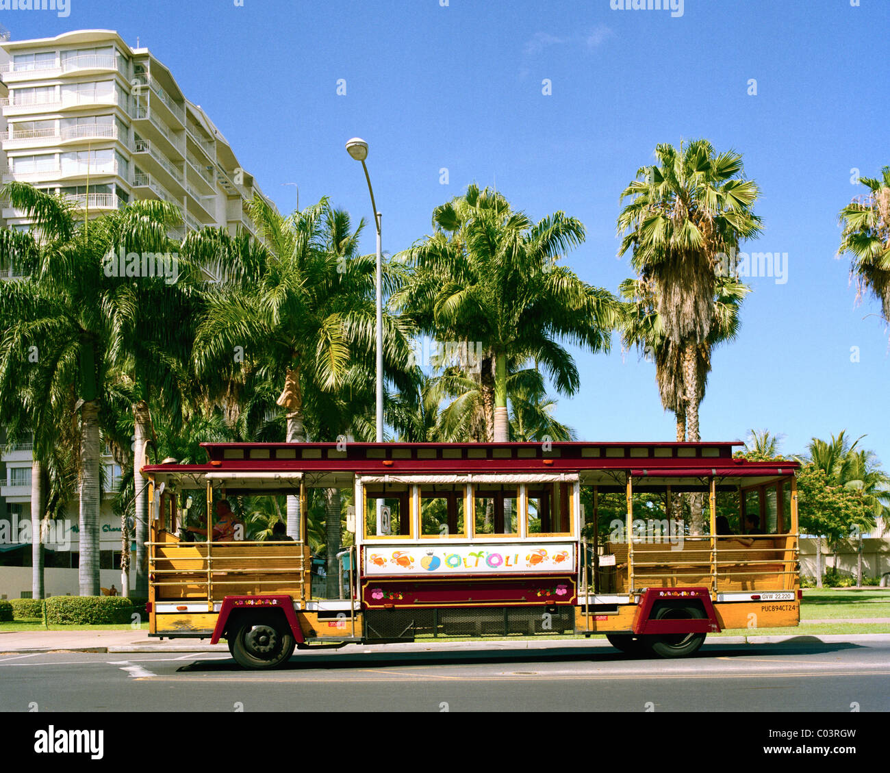Waikiki Trolley shuttle bus in Waikiki Oahu Hawaii Stock Photo - Alamy