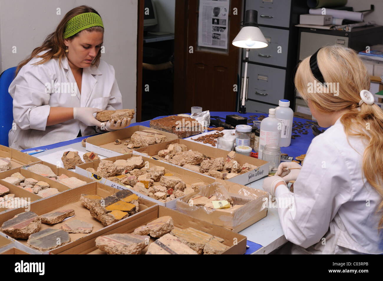 Restoration of Roman wall painting in the museum - Archaeological site ...