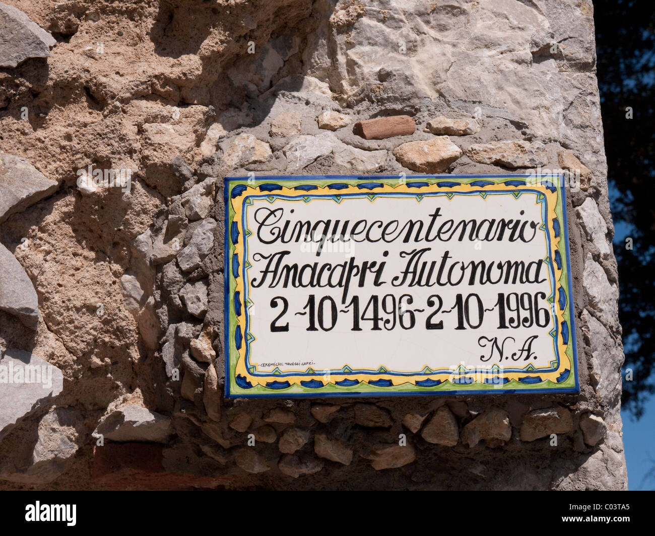 sign in Anacapri on the beautiful island of Capri in Campania in ...