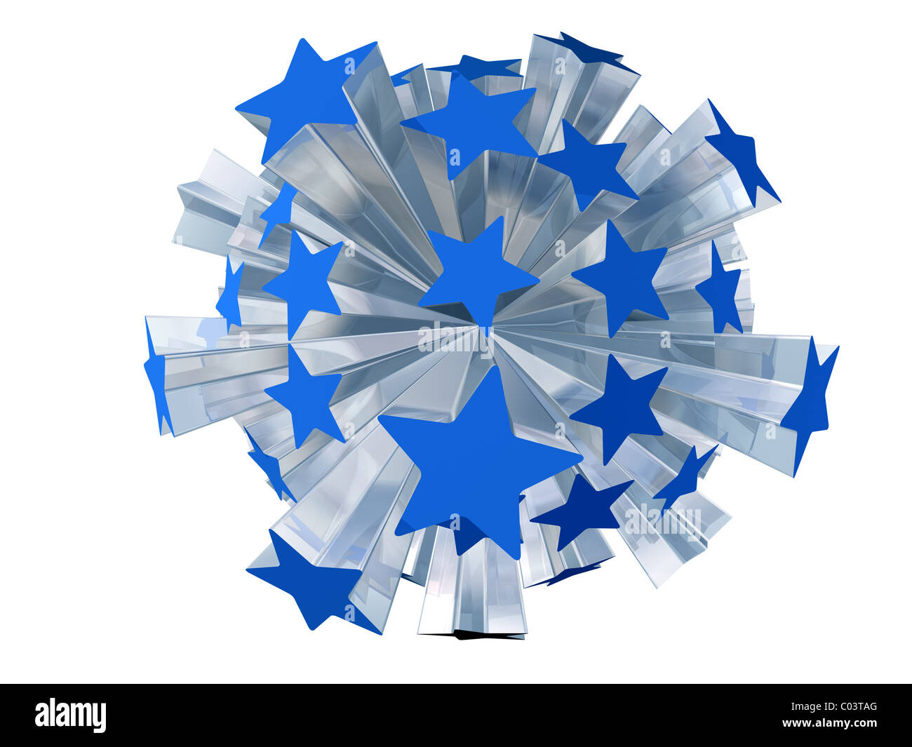 Isolated illustration of blue stars bursting outwards Stock Photo - Alamy