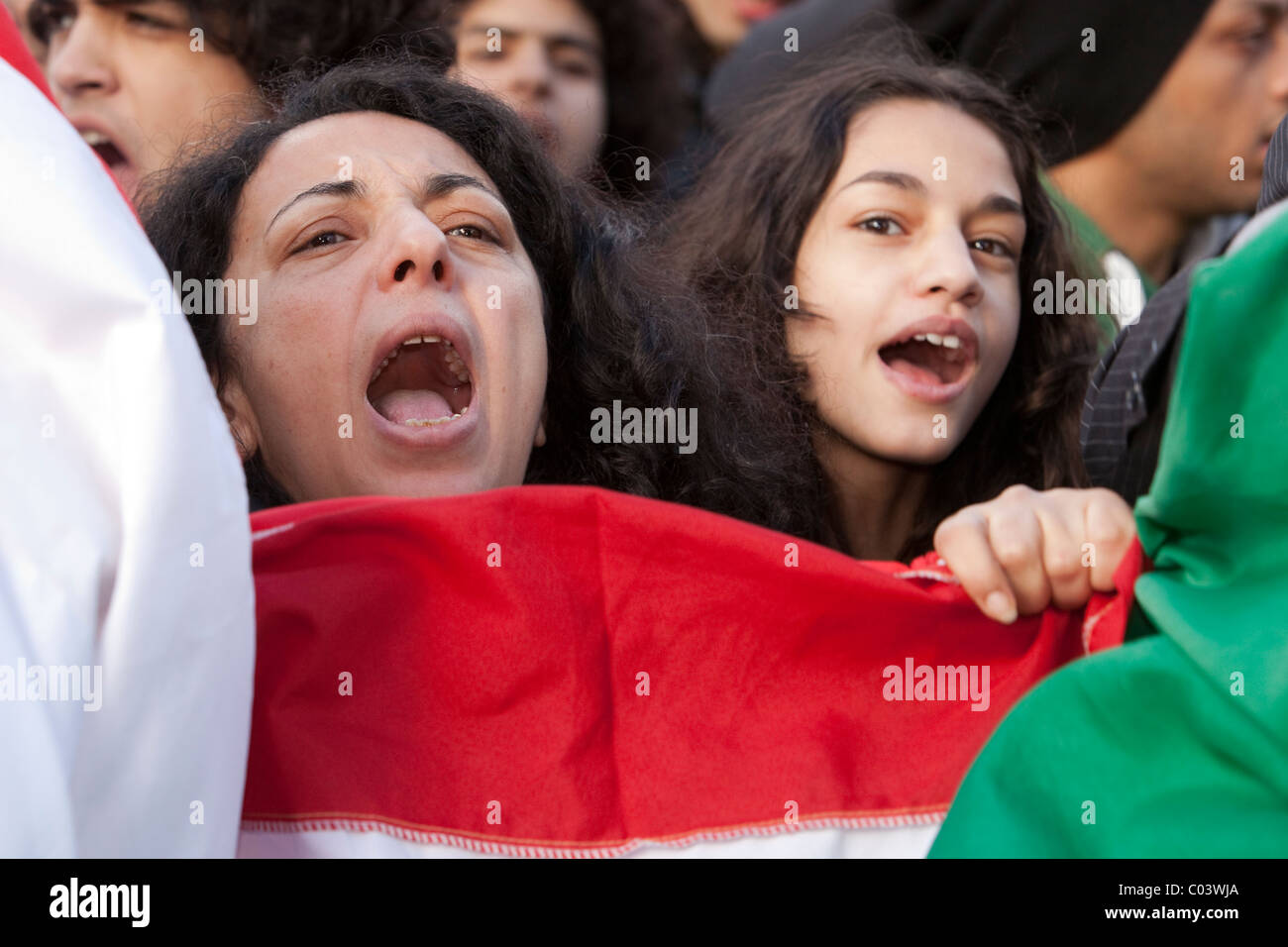 LONDON, ENGLAND - Egyptians celebrate the end to the Mubarak regime in ...