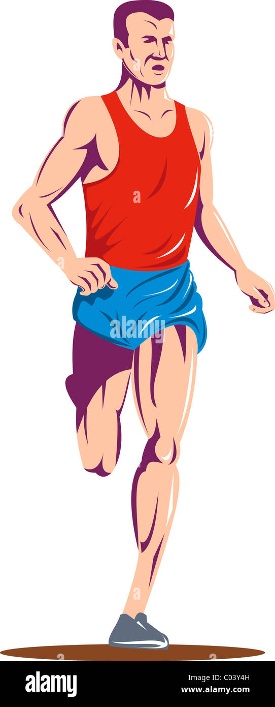 Illustration of a marathon runner full body front view isolated on ...