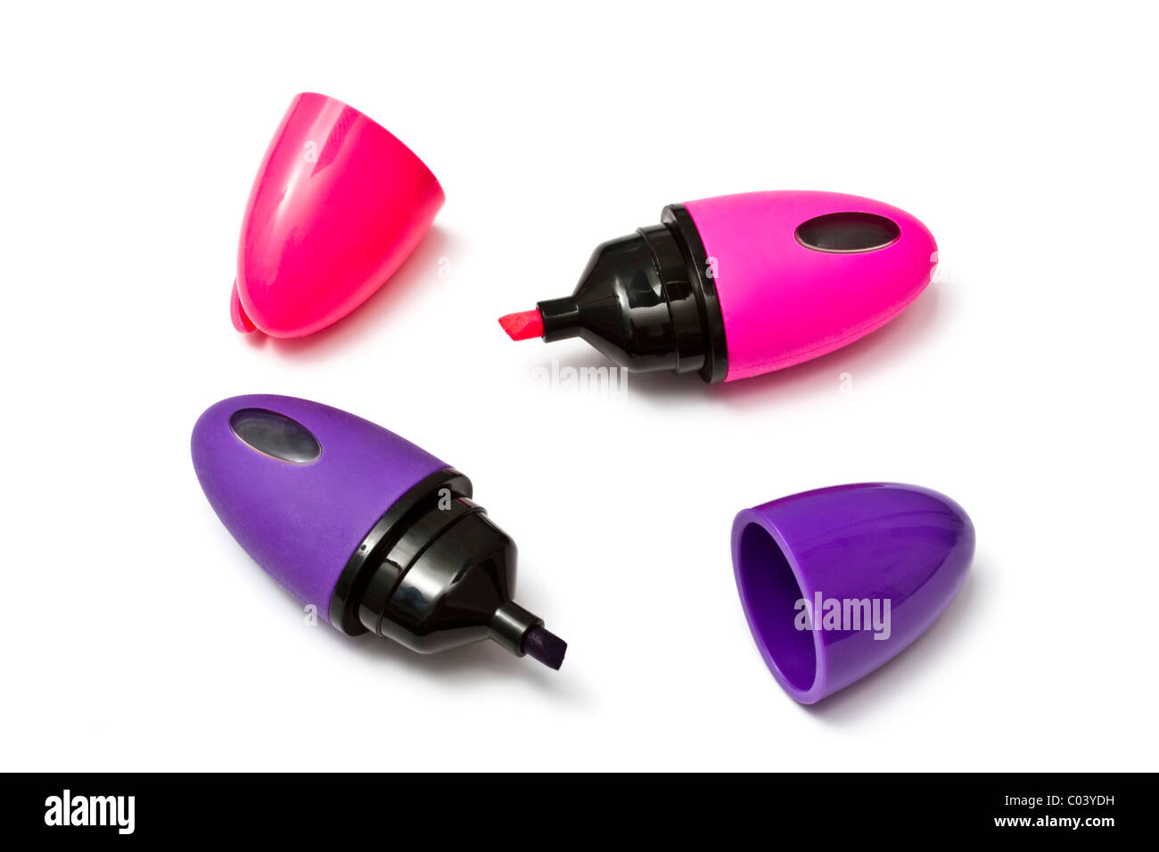 Mini highlighters isolated on white background Stock Photo - Alamy