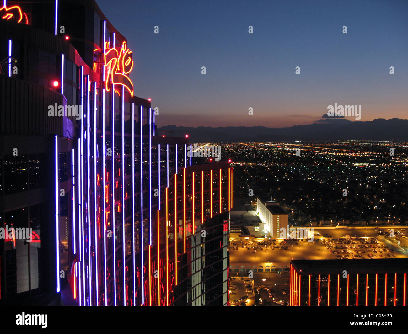 usa, nevada, las vegas, view from roofbar of Rio Hotel looking over ...