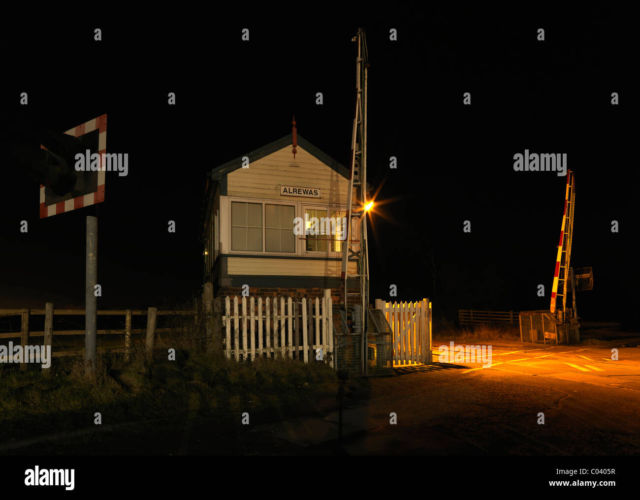 Manned level crossing and signal box Alrewas Staffordshire Stock Photo ...