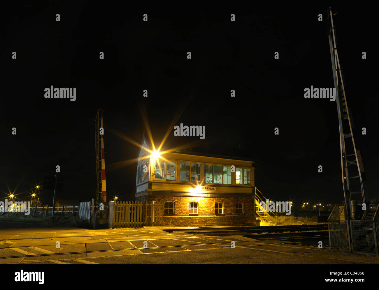 Manned level crossing and signal box Alrewas Staffordshire Stock Photo ...