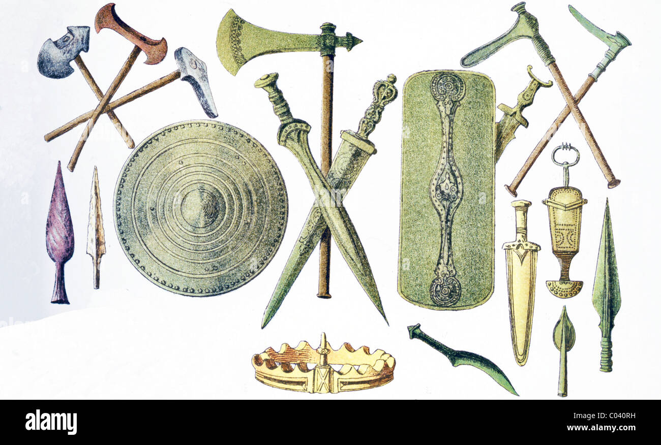 The objects pictured, from left to right and top to bottom, are from ...