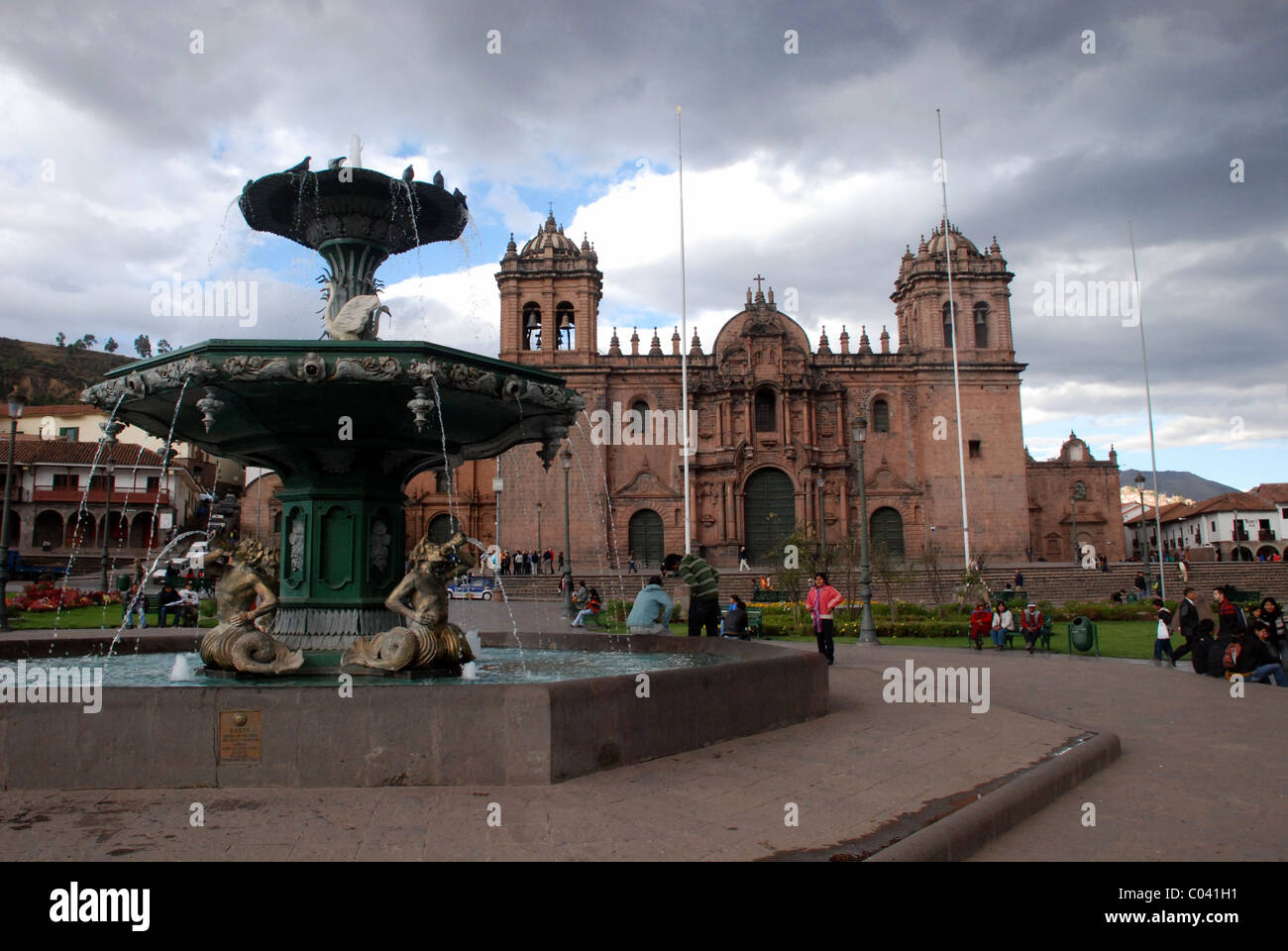 The main square in Cusco, the main tourist town near Machu Picchu, Peru ...