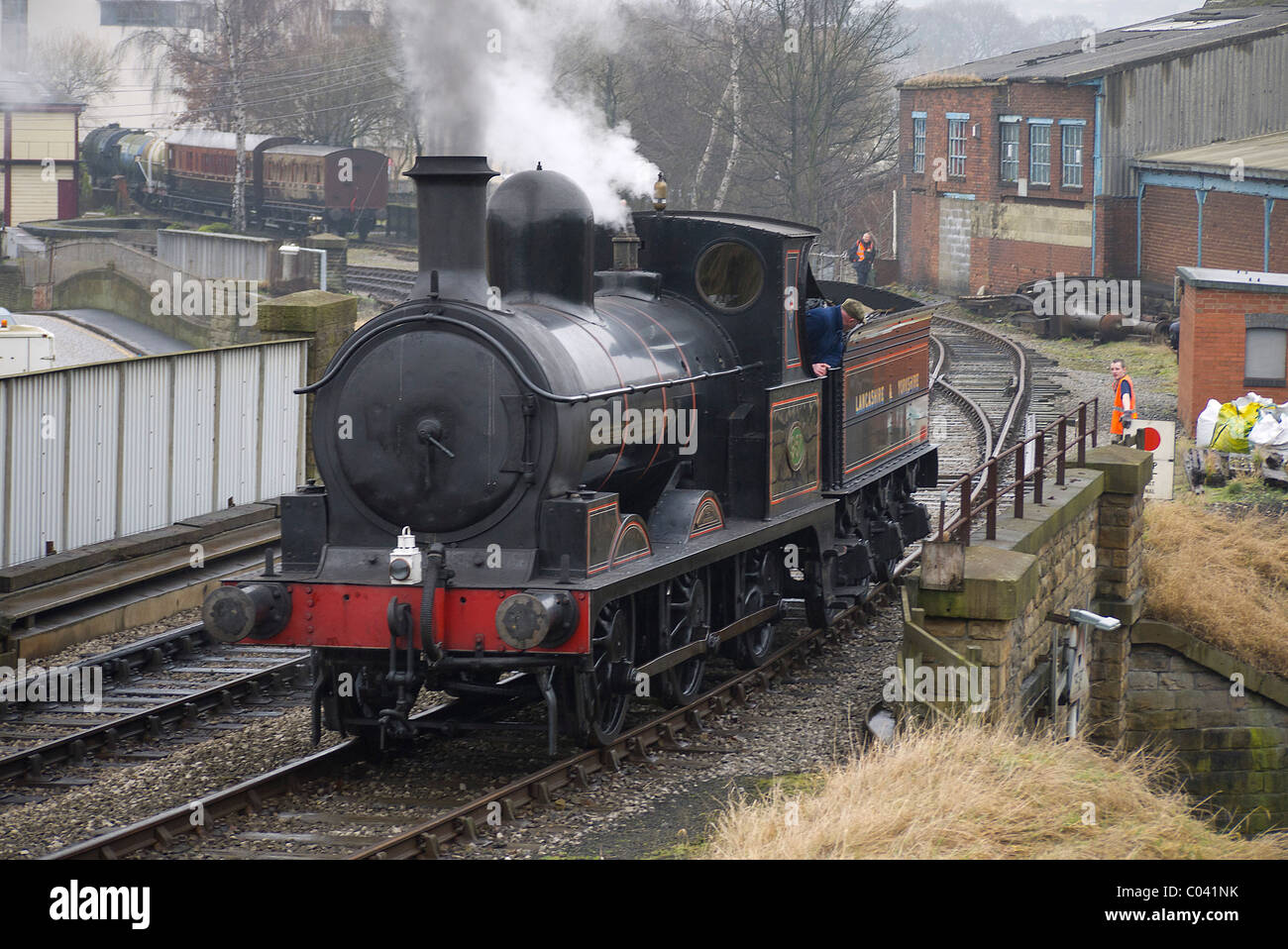 L&Y engine reverses over the bridge to pick up morning goods train ...