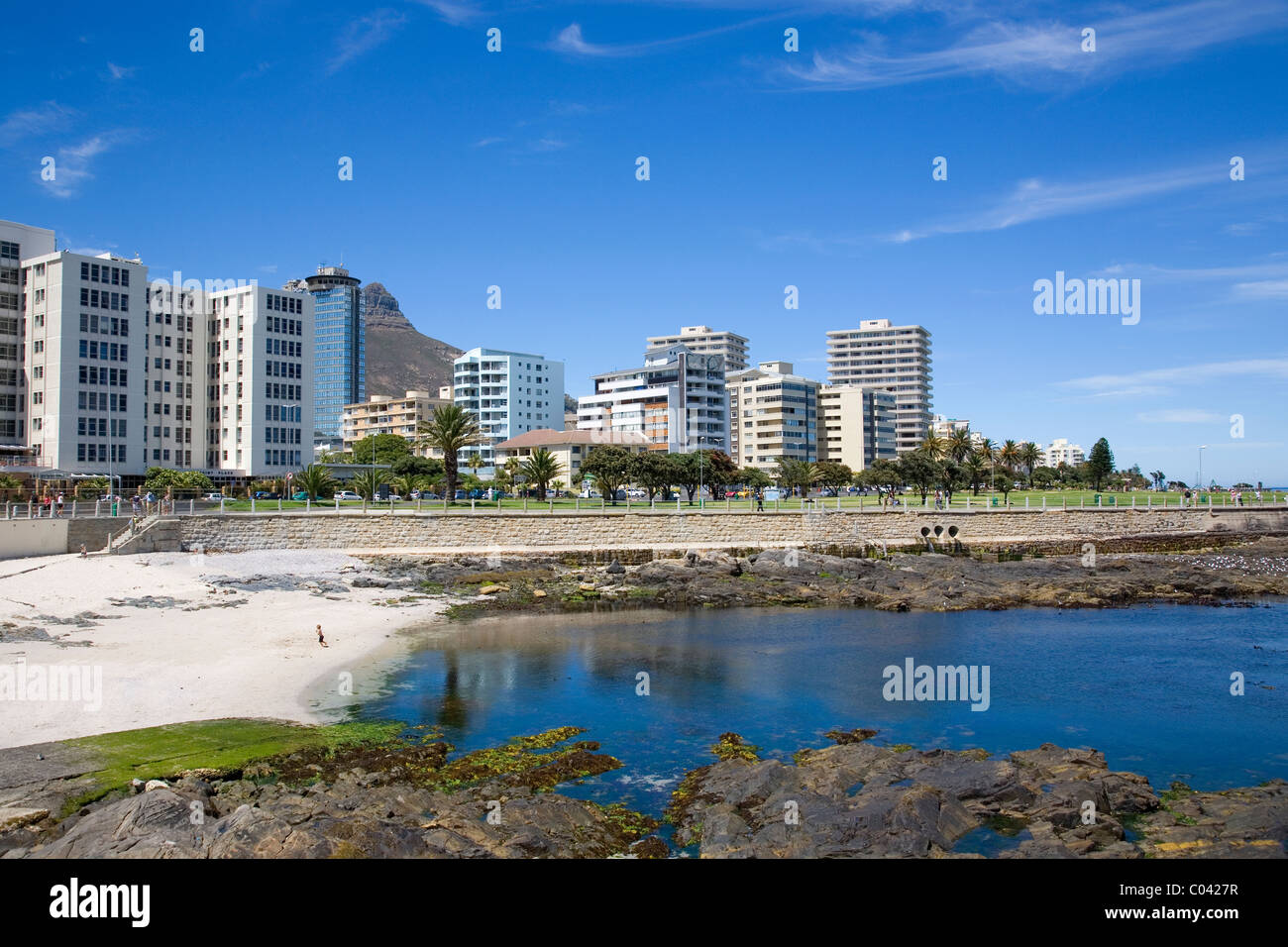 Three Anchor Bay beach and Sea Point in Cape Town Stock Photo - Alamy