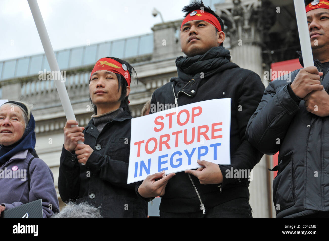 Egypt celebration Amnesty International Trafalgar Square London Stock ...
