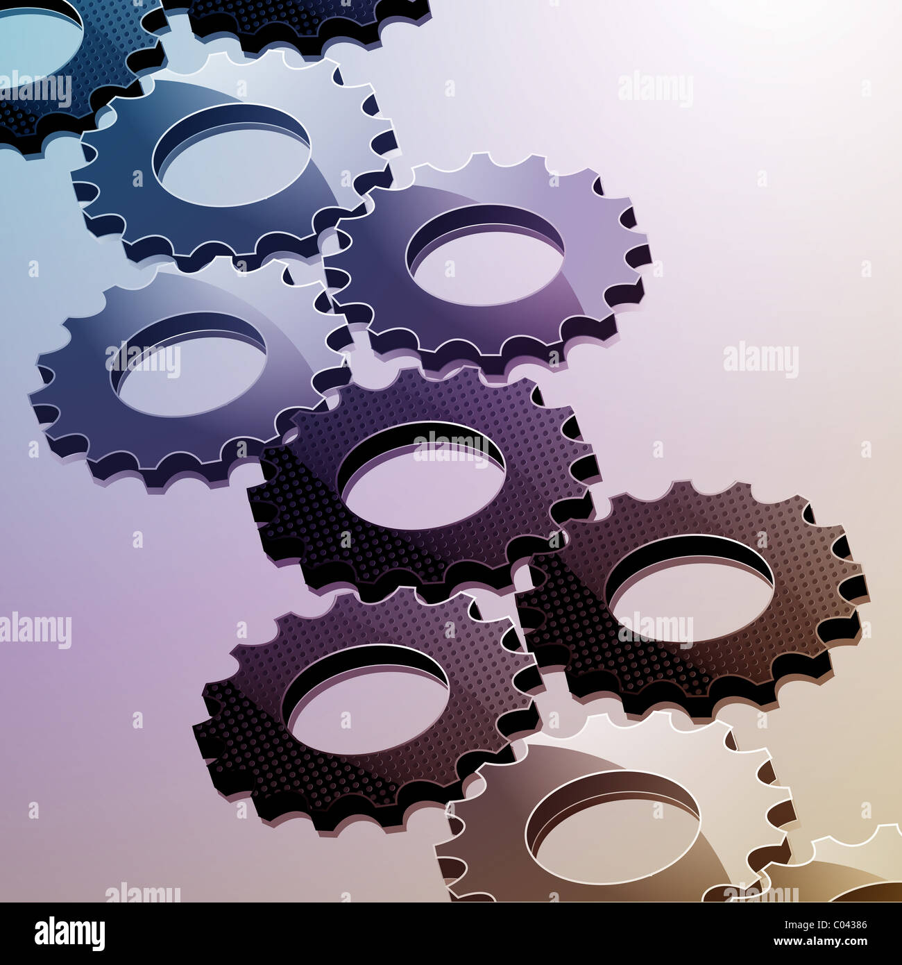 Vector background with glossy interlinked cogs in subtle colours Stock ...