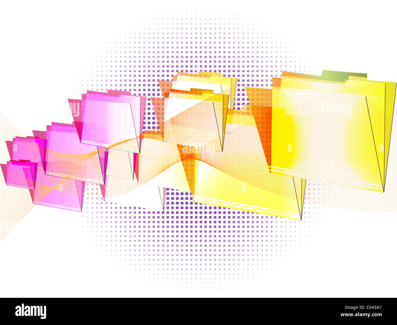 colorful overlapping folders with waves and halftone detail Stock Photo ...