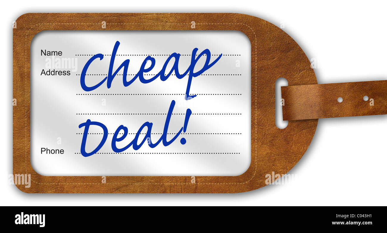 Suitcase/Luggage Label with ‘Cheap Deall’ written on Stock Photo - Alamy
