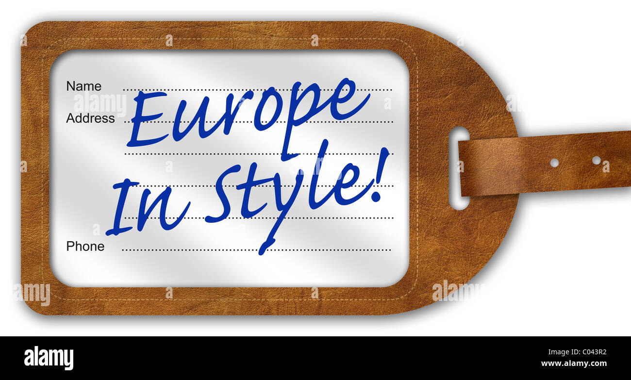 Suitcase/Luggage Label with ‘Europe In Style!’ written on Stock Photo ...