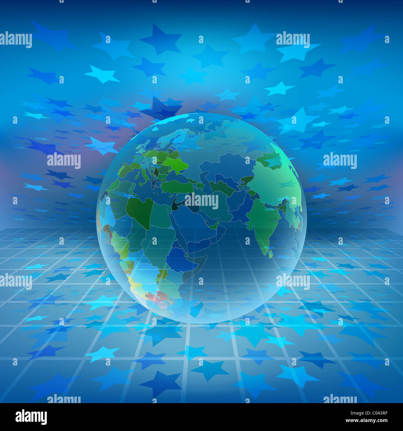 abstract background with globe on blue landscape background Stock Photo ...