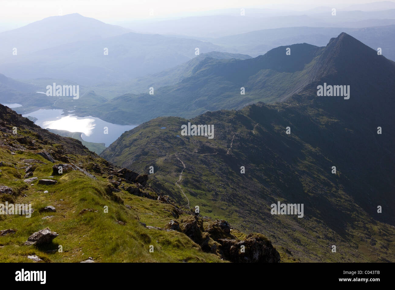 Descent via Watkins Path. View from near summit of Snowdon, Yr Wyddfa ...