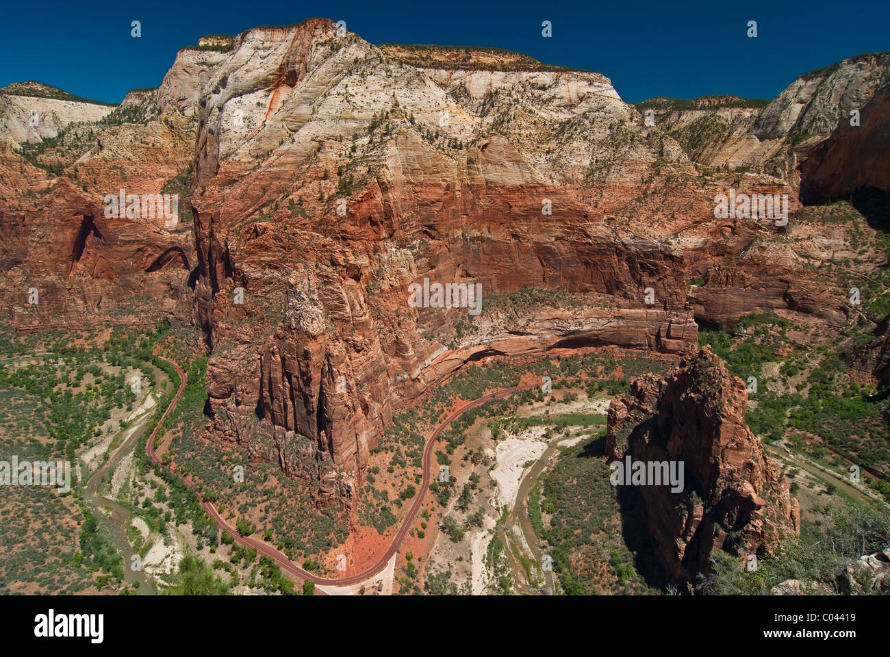 View from top of Angel's Landing trail at Zion National Park, Utah ...