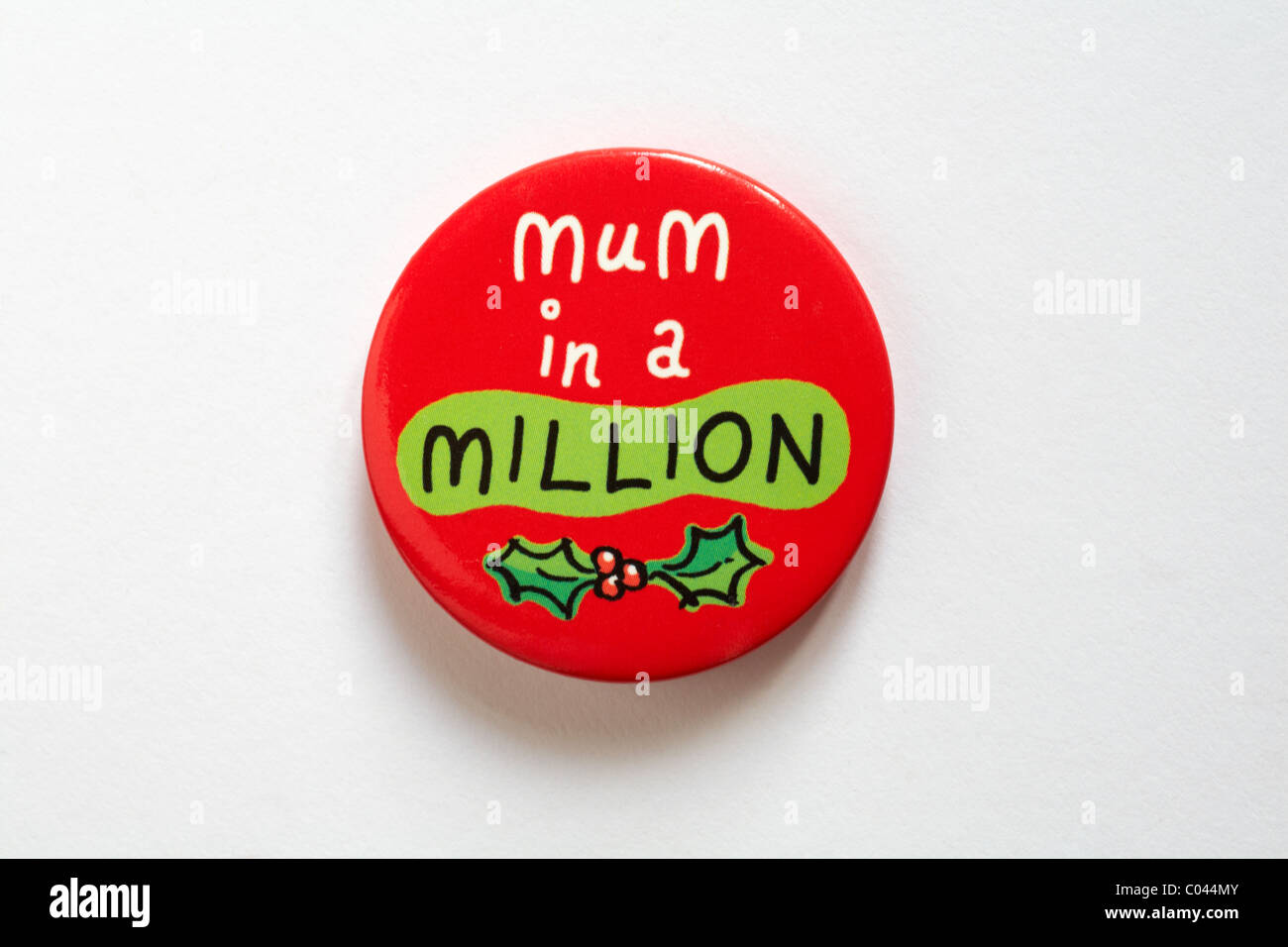 Mum in a million red round pin badge isolated on white background Stock ...