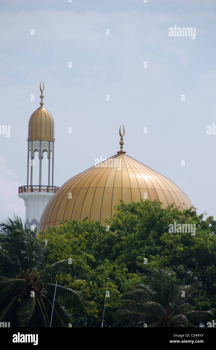 Maldives, Male, capital city of the Maldives archipelago. Gold dome ...