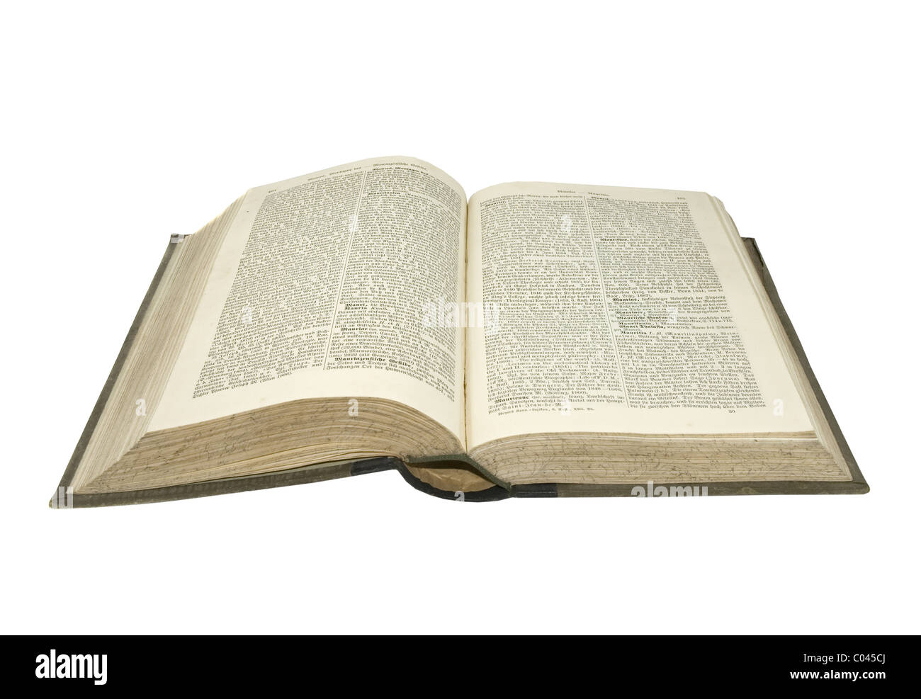 Old open book isolated on white background Stock Photo - Alamy