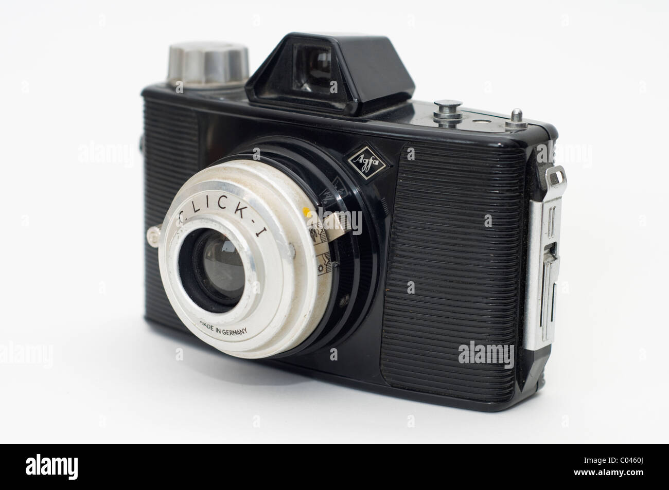 An old Agfa 35mm film camera on a white background Stock Photo - Alamy