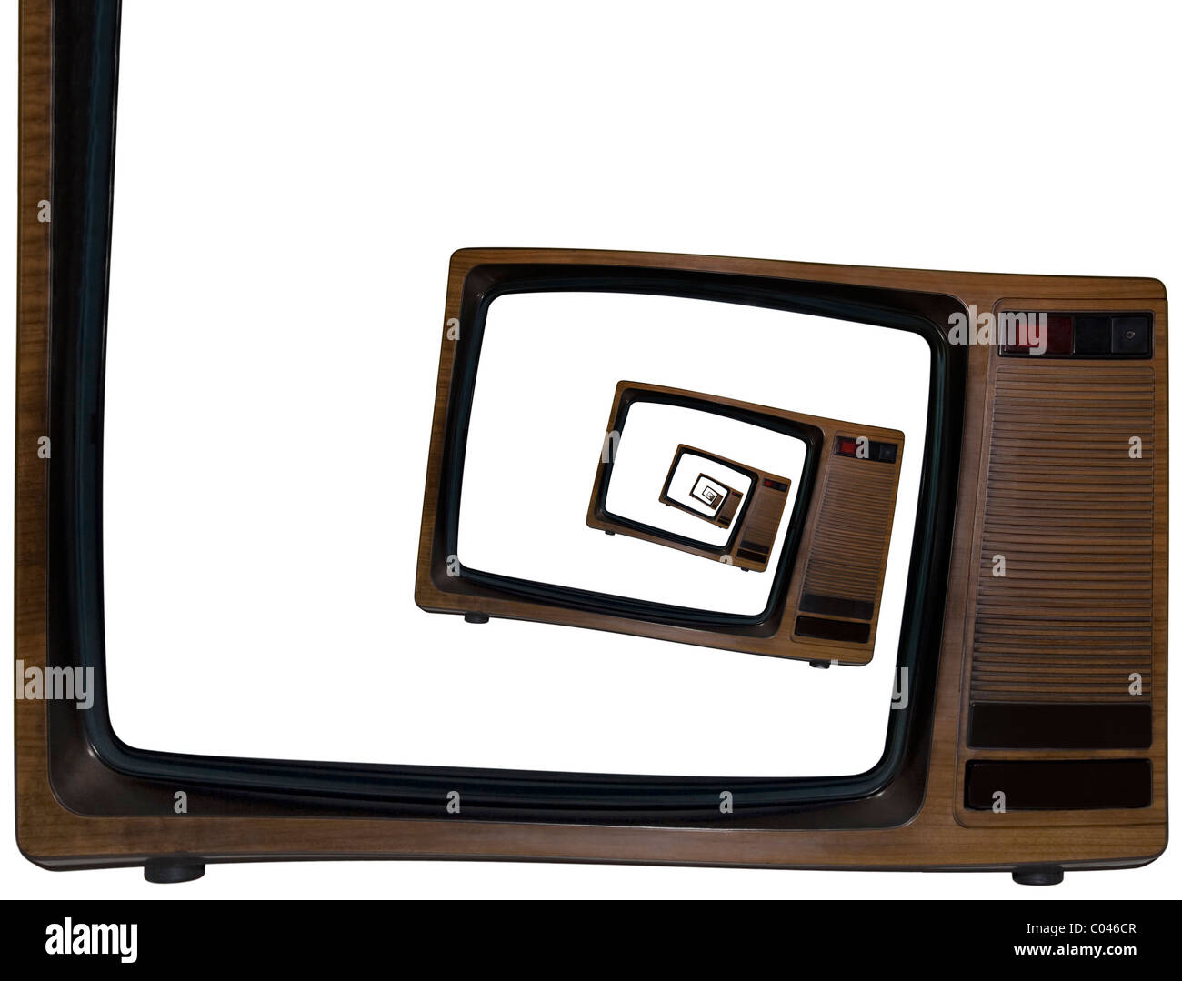 Old TV in infinite abyss loop cutout Stock Photo - Alamy