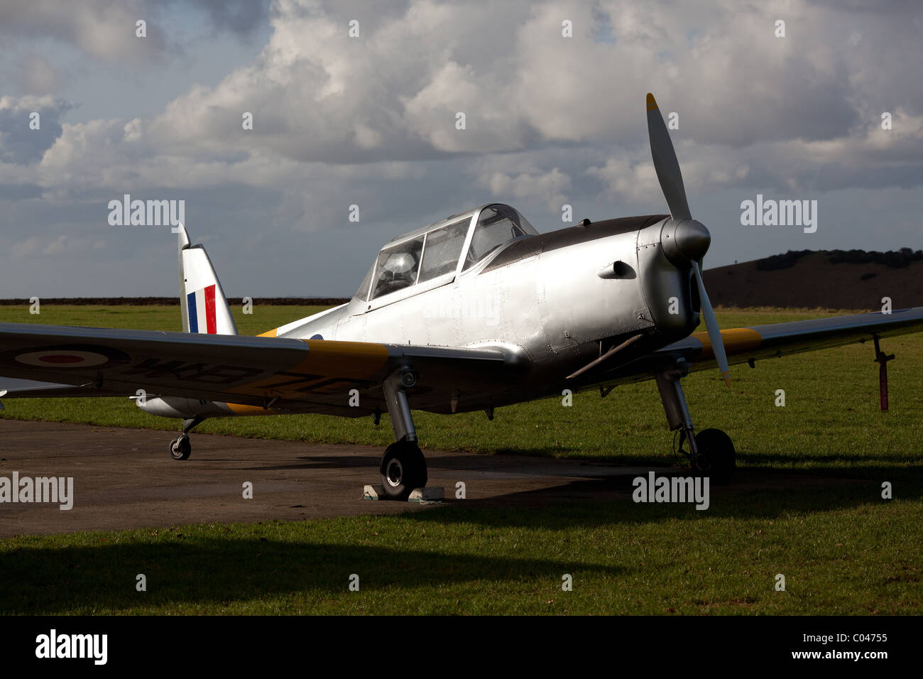 A classic Chipmunk RAF training aircraft at Compton Abbas airfield in ...