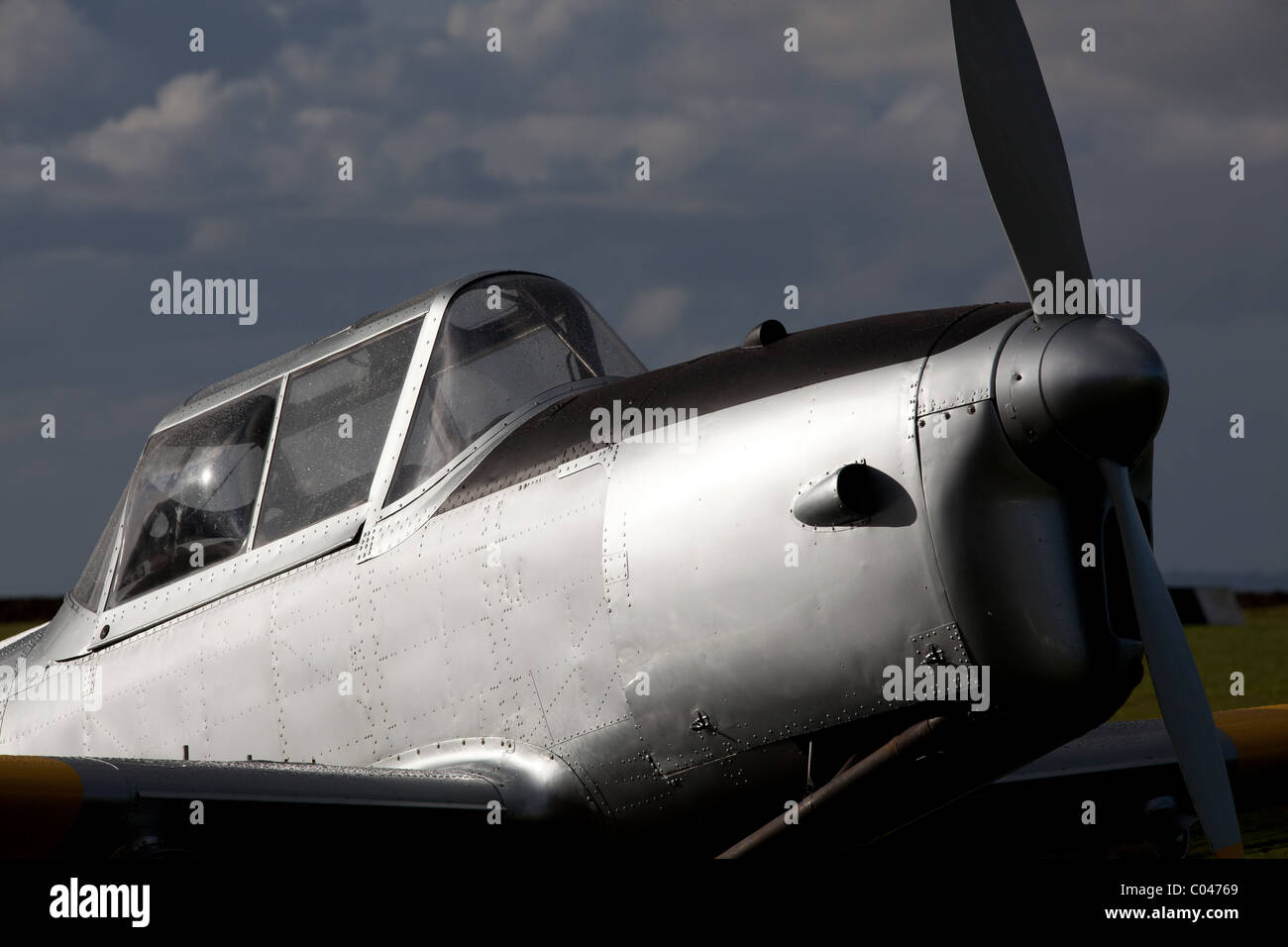 A classic Chipmunk RAF training aircraft at Compton Abbas airfield in ...