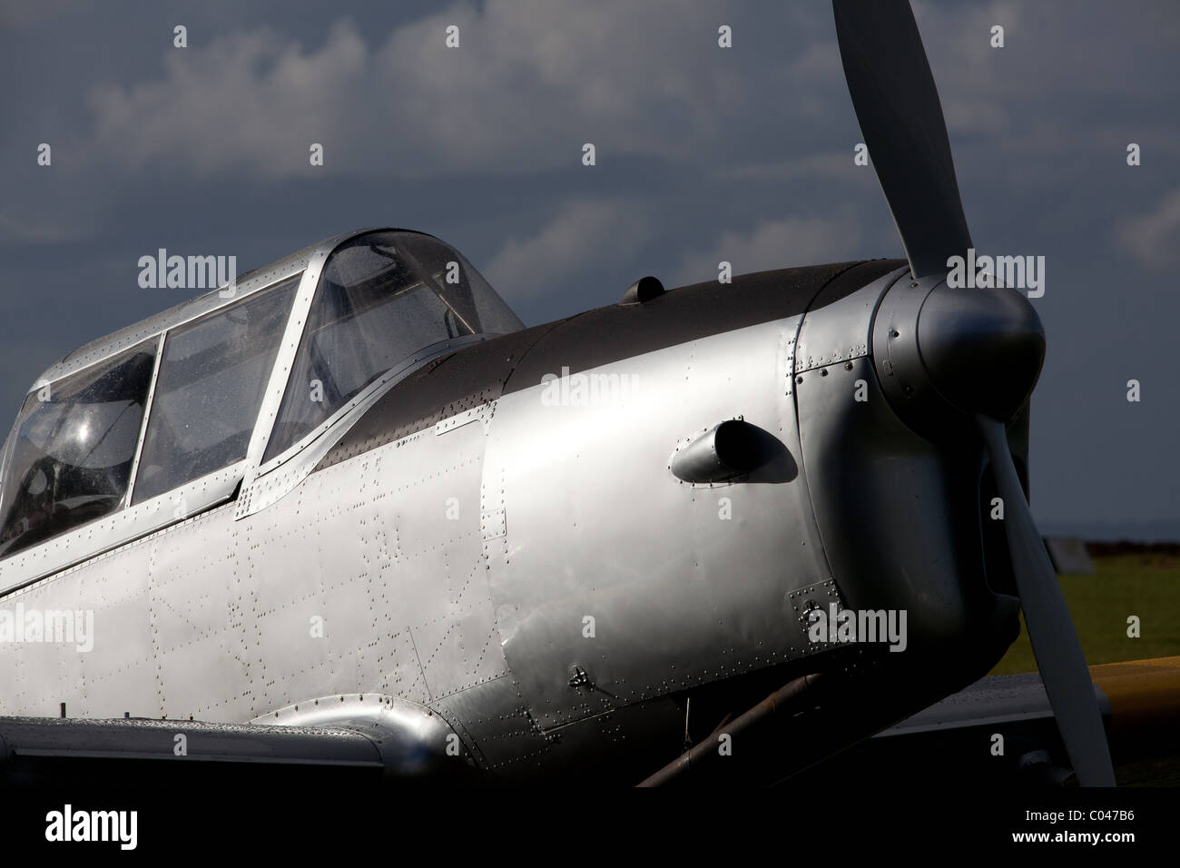 A classic Chipmunk RAF training aircraft at Compton Abbas airfield in ...