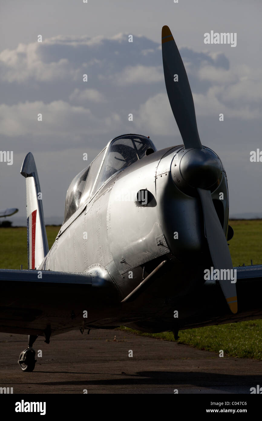 A classic Chipmunk RAF training aircraft at Compton Abbas airfield in ...