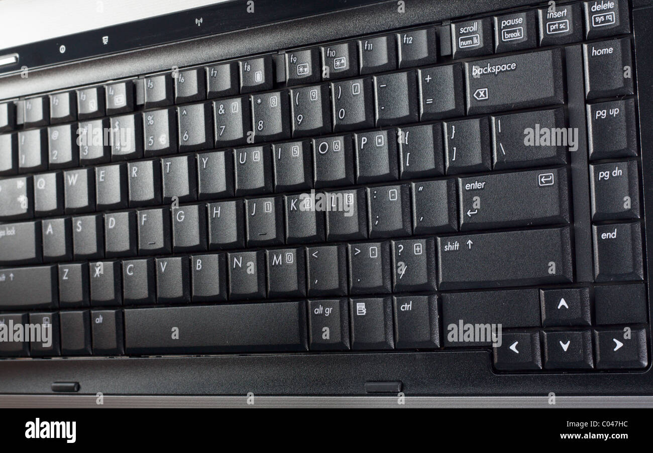 Black qwerty close up with light effect Stock Photo - Alamy