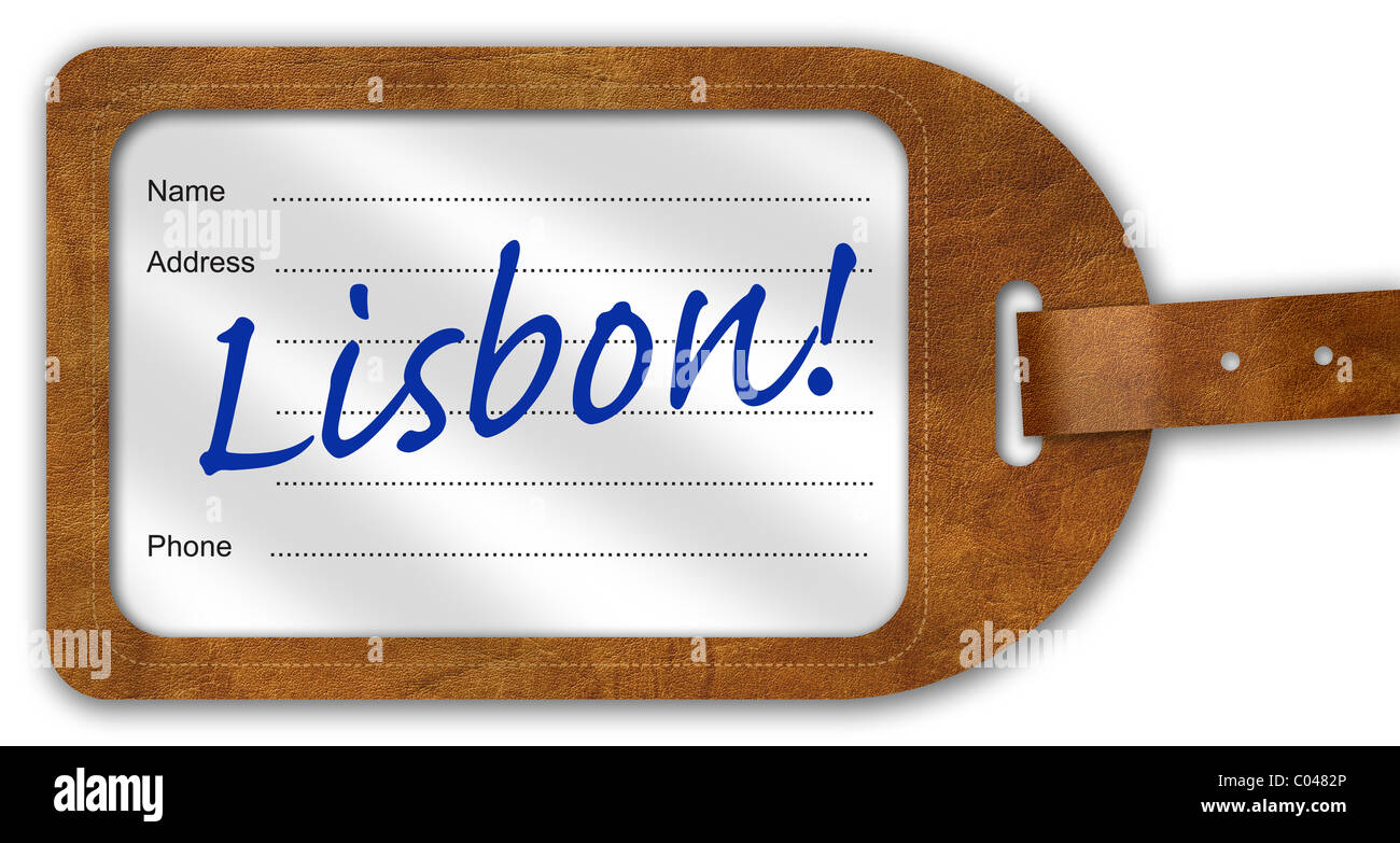 Suitcase/Luggage Label with ‘Lisbon!’ written on Stock Photo - Alamy
