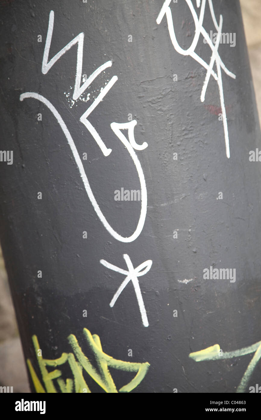 Graffiti on a metal pipe Nottingham England UK Stock Photo - Alamy
