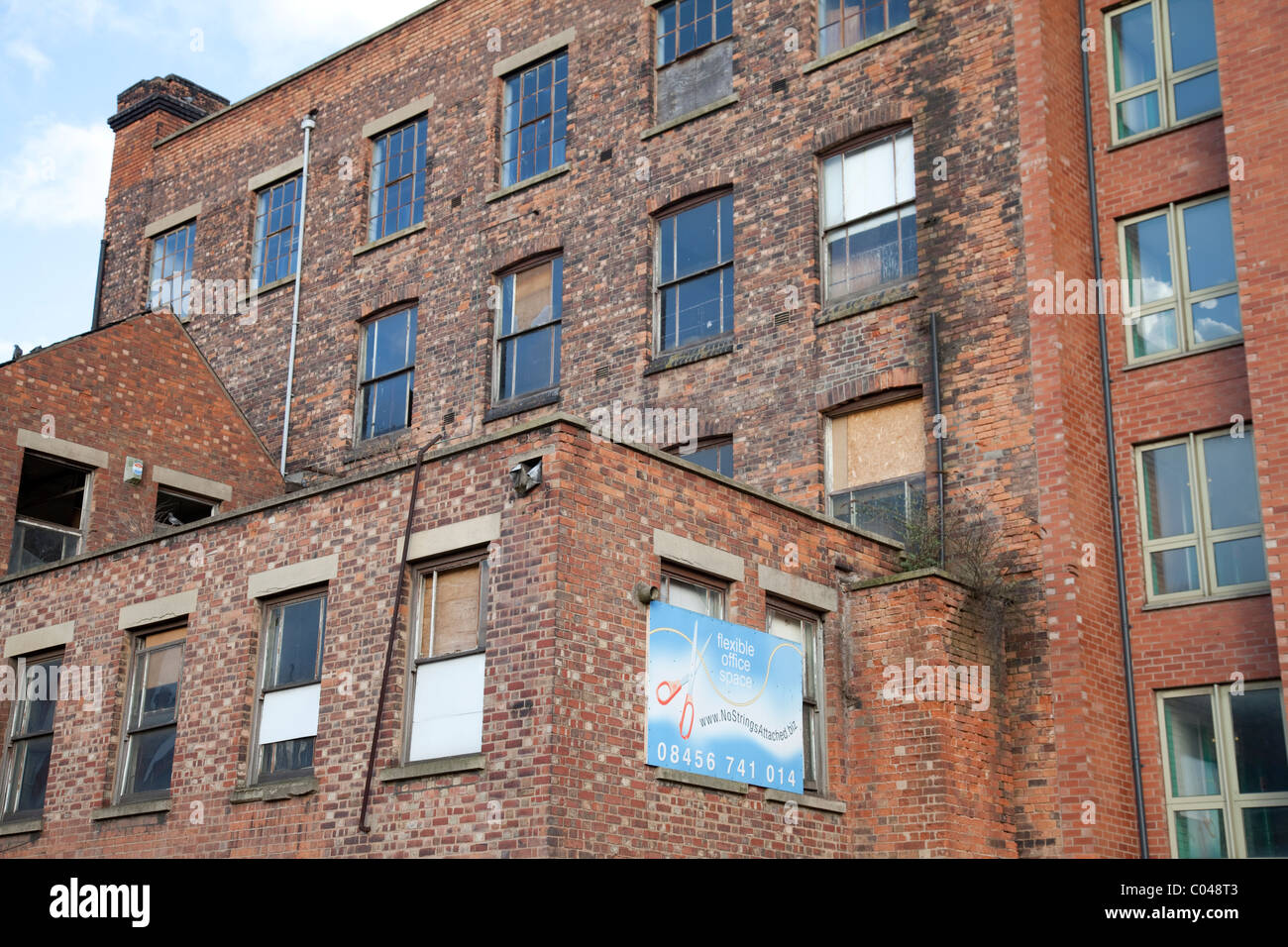 Abandoned derelict office buildings in an urban area in Nottingham ...