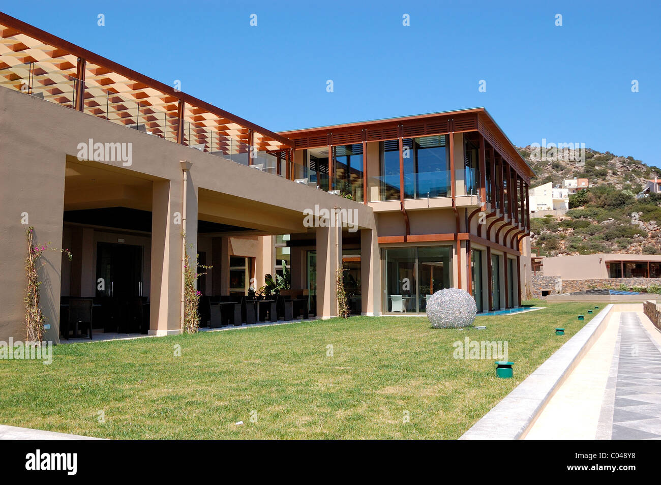Modern building of the luxury hotel, Crete, Greece Stock Photo - Alamy