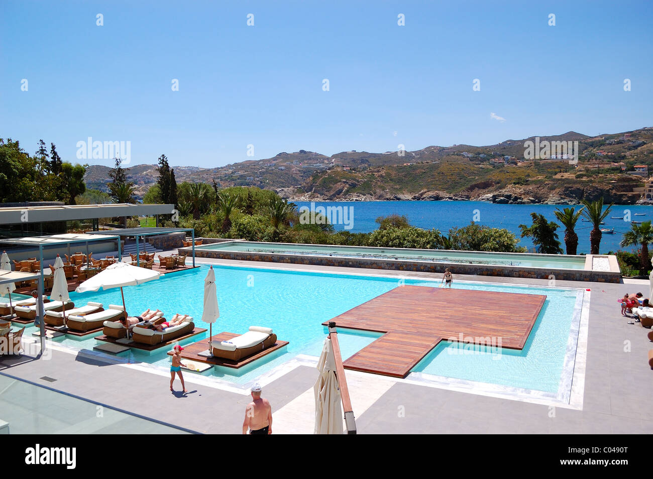 Swimming pool at the luxury hotel, Crete, Greece Stock Photo - Alamy