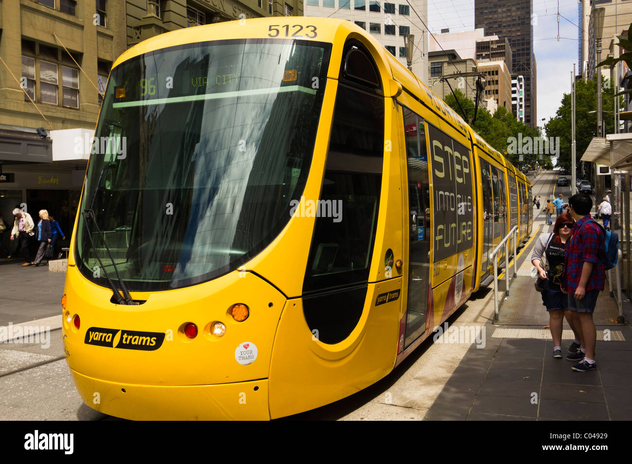 Melbourne Tram with Passengers Stock Photo - Alamy