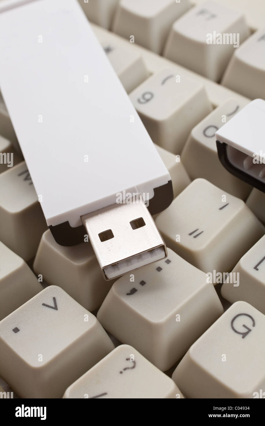 White USB Disk close up Stock Photo - Alamy
