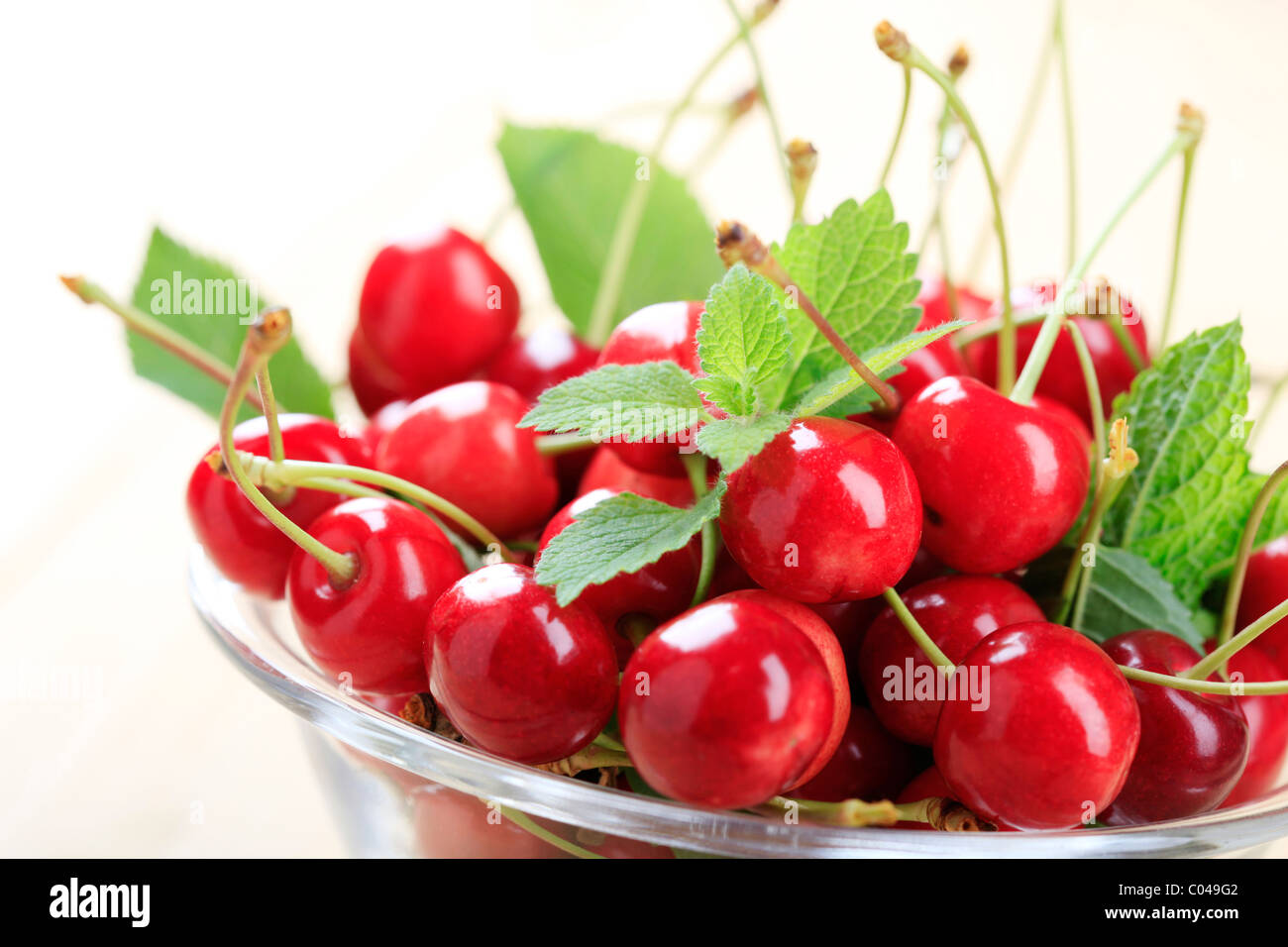 Cherry red cherries with stems closeup fresh juicy fruit hi-res stock ...