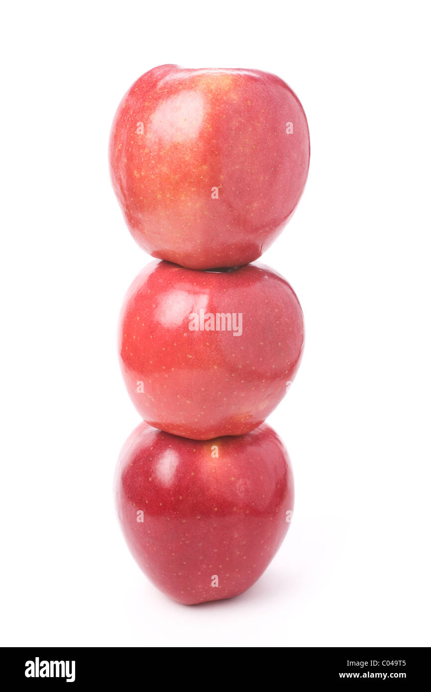 Red apple with white background, close up shot Stock Photo - Alamy