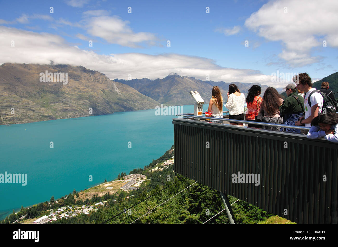 View of Town and Lake Wakatipu from lookout, The Skyline Gondola and ...