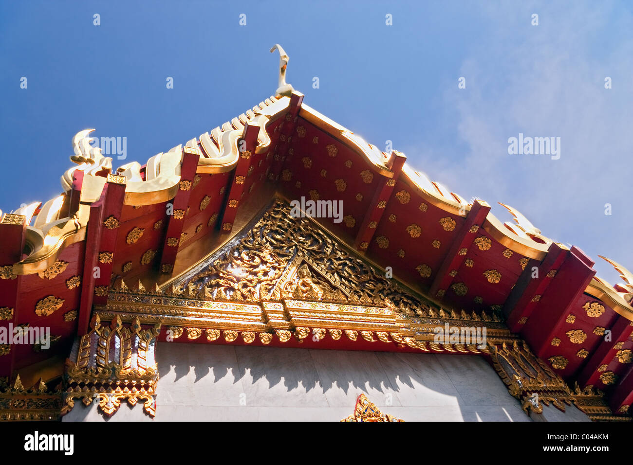 Roof (detail) showing traditional Carved Eaves, Wat Benchamabophit (Wat ...