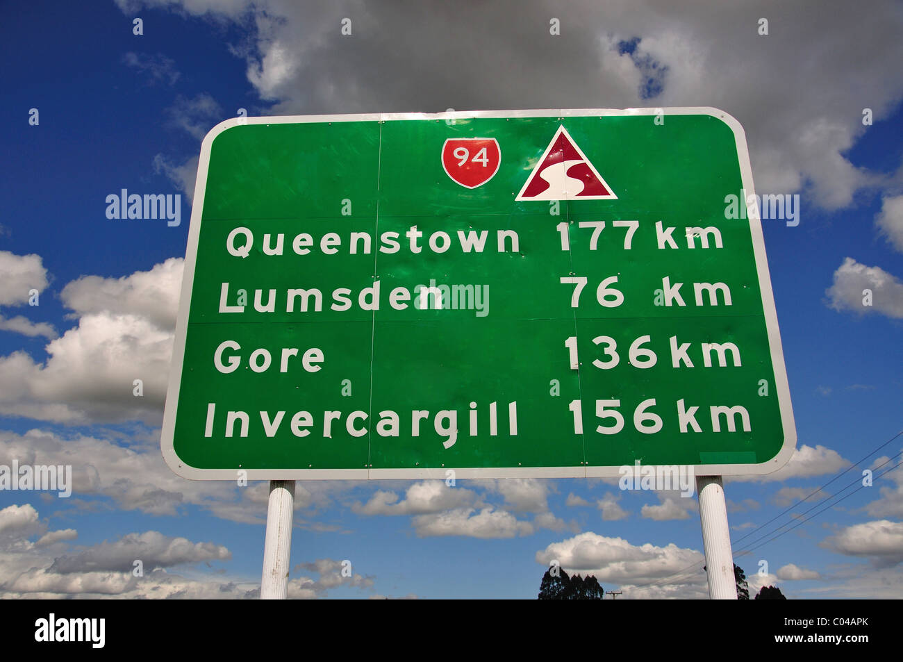 Road signs at Lake Te Anau, Te Anau, Southland Region, South Island ...