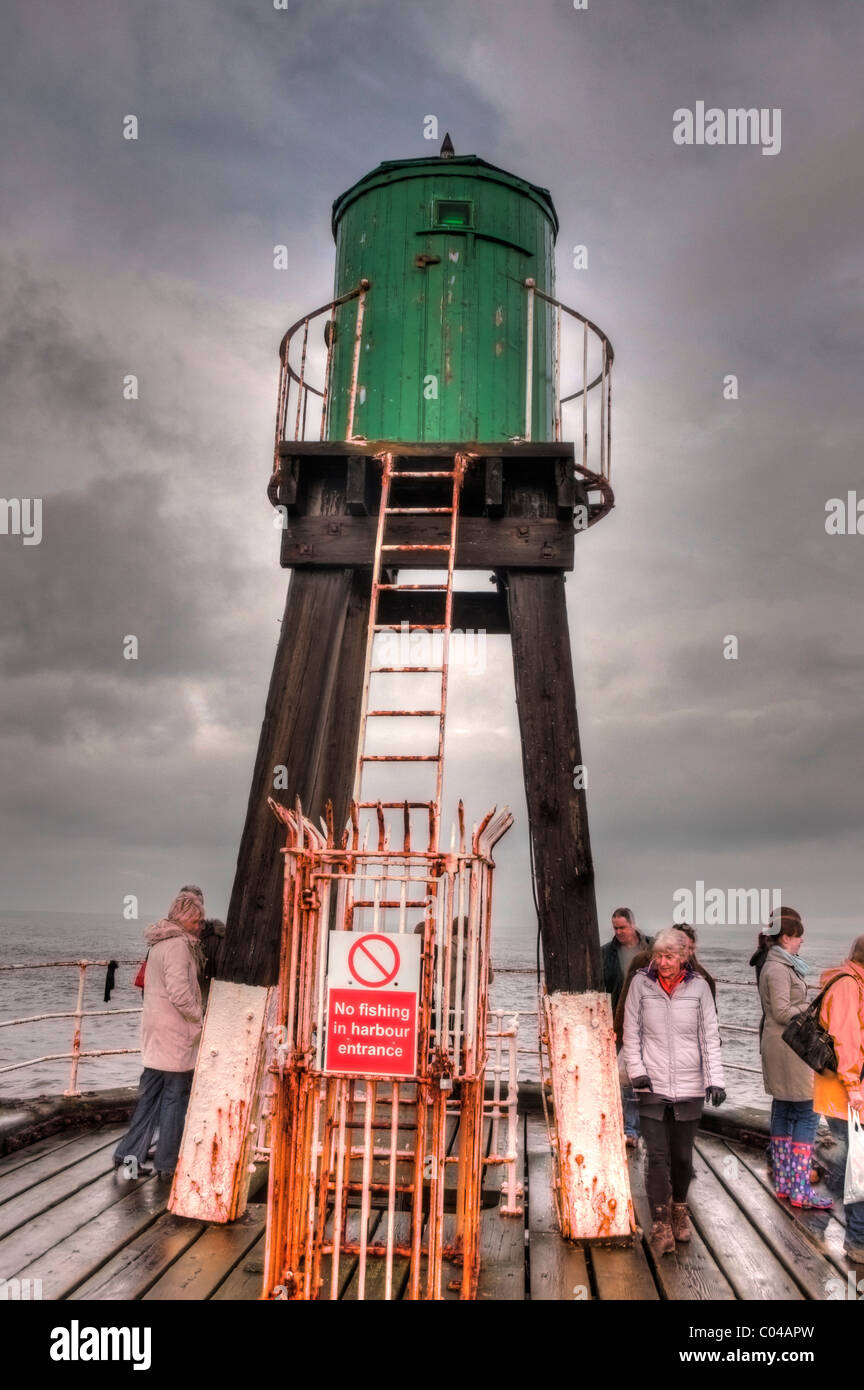 Whitby harbour entrance panoramic beacon Stock Photo - Alamy