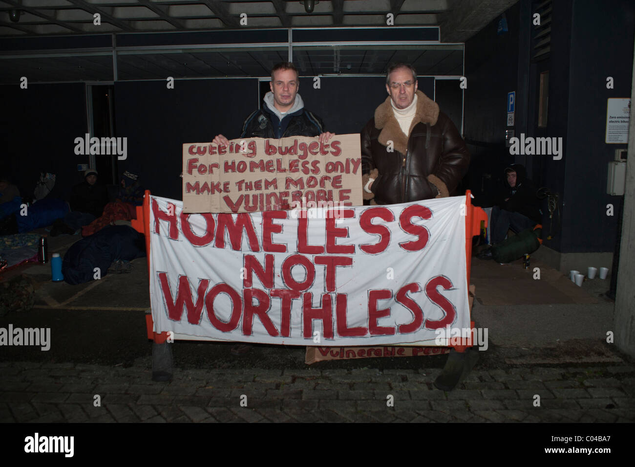 The Sleeping Rough protest outside Cornwall Councils County Hall ...